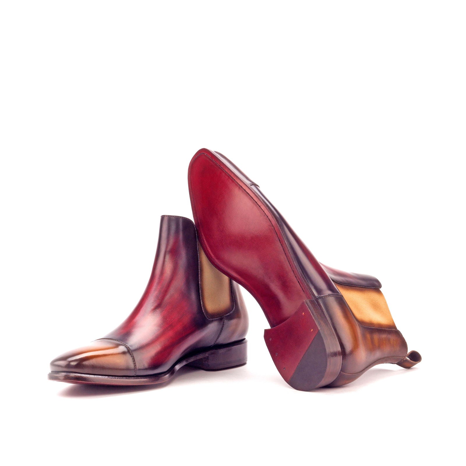 Ruma 2- Men's Unique patina Chelsea red sole boots